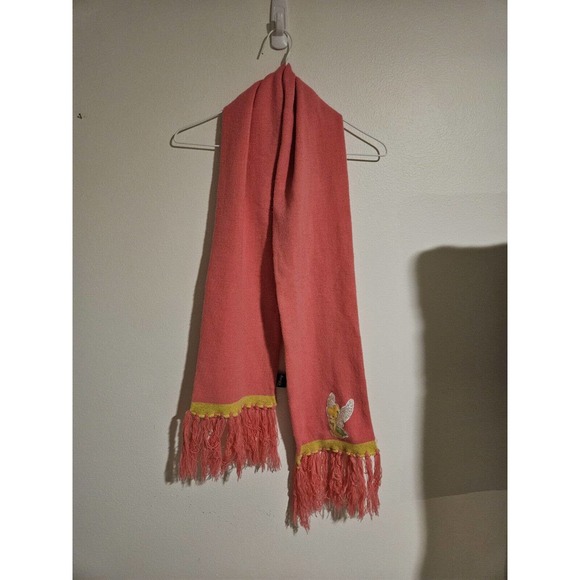 Disney | Tops | Disney Tinker Bell Scarf Pink And Gold With Fringes ...